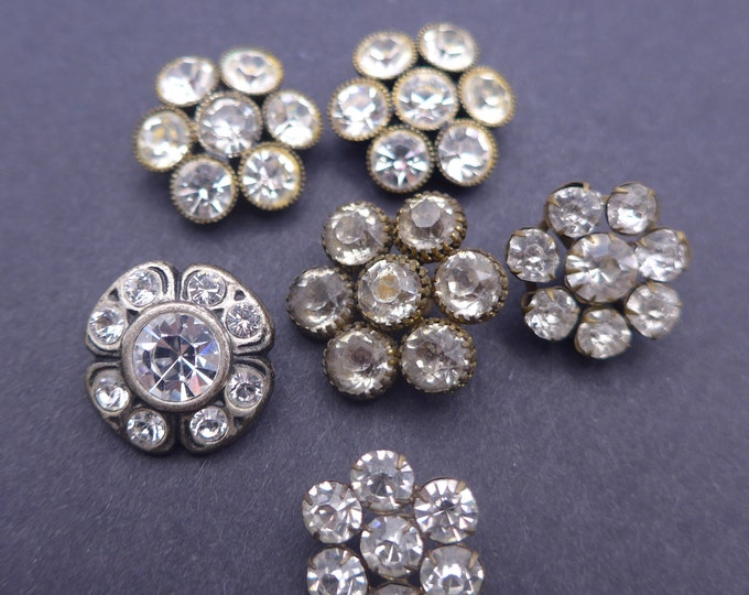 Vintage Glittering Clear Paste Buttons - Metal Back Shank X 6 - Etsy