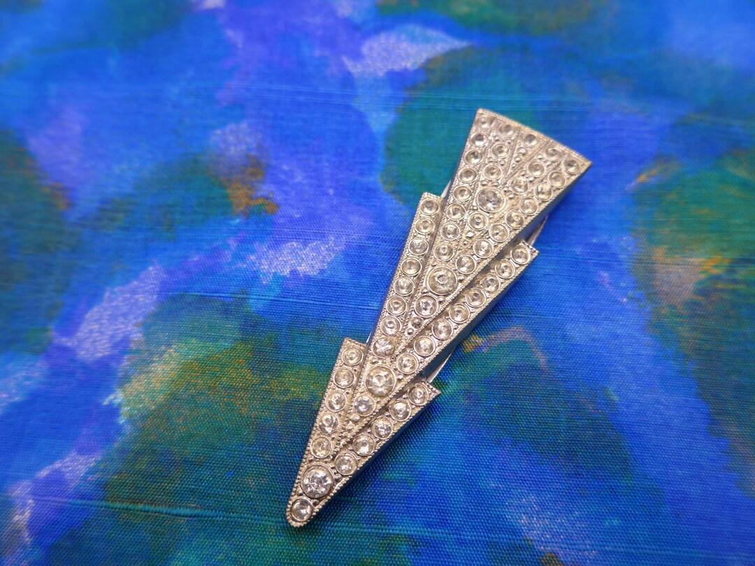 Vintage Art Deco Paste Dress Clip: Clear Rhinestone Brooch - Etsy