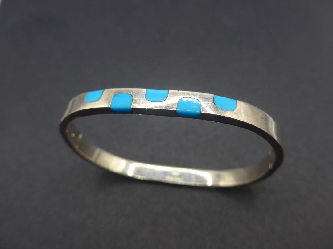 Vintage Marked Mexico Silver Bangle - 925 Silver Turquoise Bangle - Etsy
