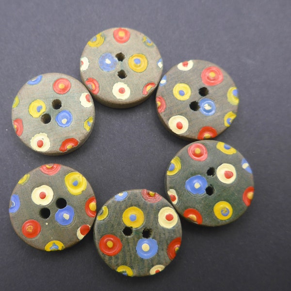 Painted Wood Buttons - Etsy