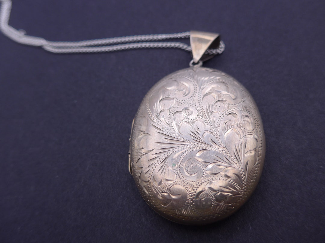 Vintage Large Silver Locket & Chain Victorian Revival Silver - Etsy UK