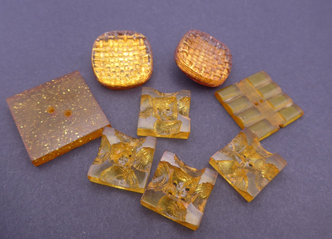 Vintage Lucite Square Buttons: Gold Bakelite Collection (x4) - Etsy