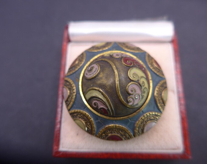 Vintage Edwardian Gesetzlich Celluloid Metal Button Domed Centre Signed ...