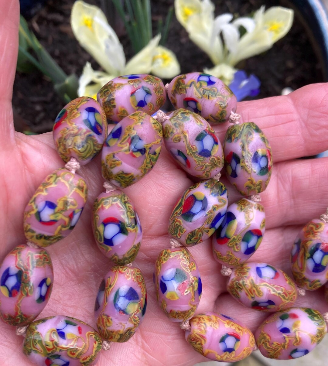 Vintage Chinese Boshan Millefiori Glass Beads – Pink Swirled Pattern - Etsy