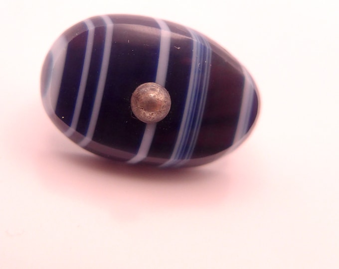 Vintage Blue Banded Agate Stone Button - Etsy