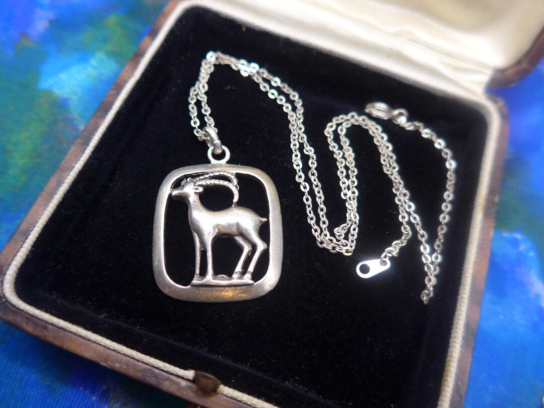 Vintage Scandinavian 835 Silver Figural Antelope Pendant & Chain - Etsy
