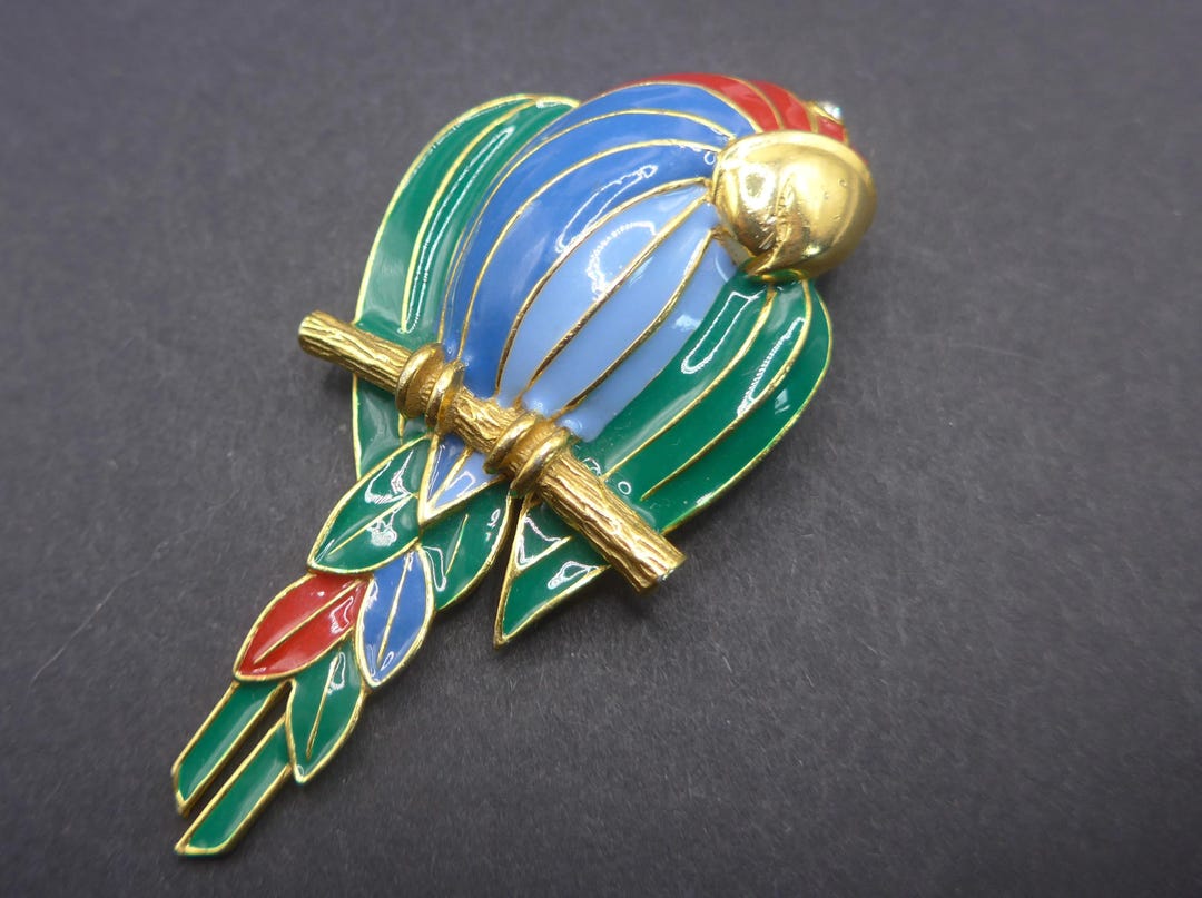 Vintage Rainbow Enamel Bird Brooch Pin - Large Brooch - Etsy