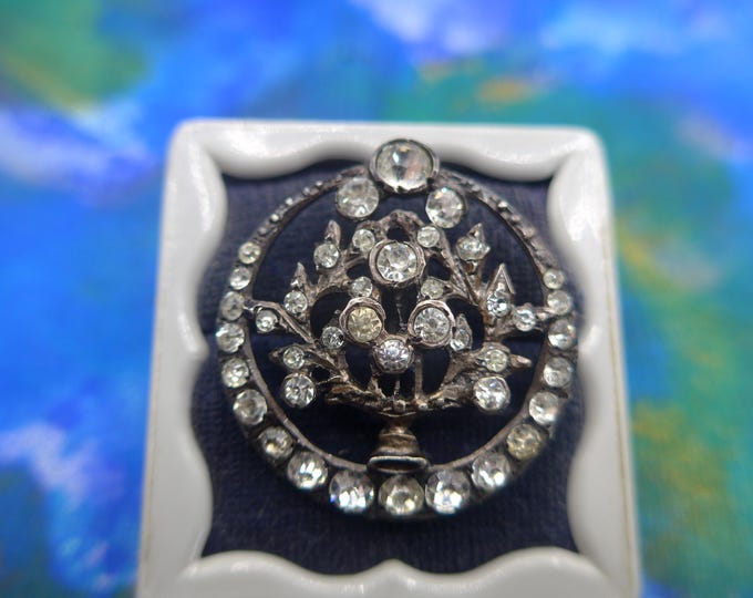 Vintage Edwardian Giardinetti Flower Basket Picture Button - Antique ...
