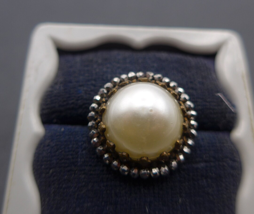 Antique Riveted Cut Steel Border Button Vintage Faux Pearl Button - Etsy