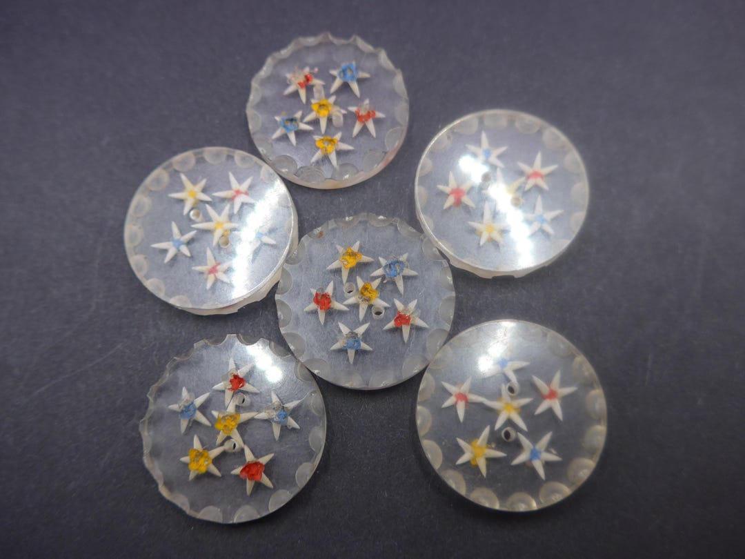 Vintage Reverse Coloured Lucite Button - X 6 Early Plastic Buttons - Etsy