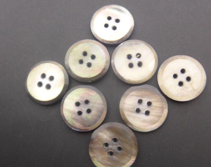 Vintage Dark Grey Iridescent Mother of Pearl Buttons Eight Shell ...