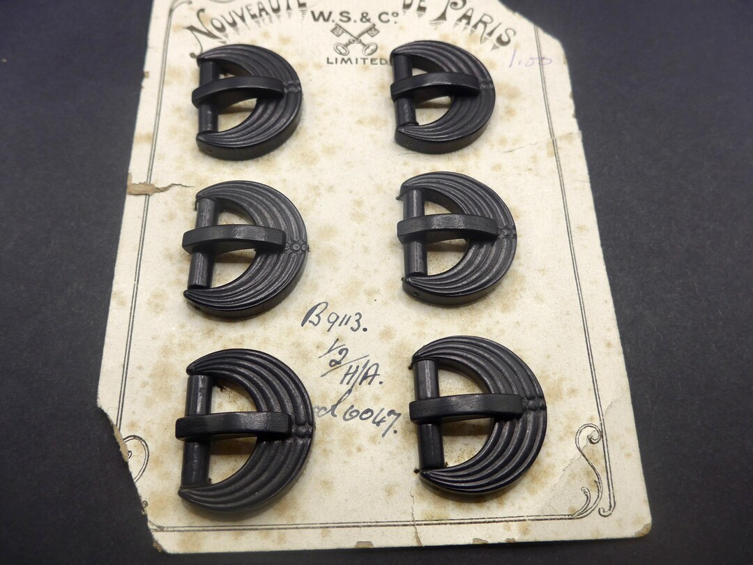 Vintage Card French Buckles - Early Black Plastic Buckles X 6 - Etsy