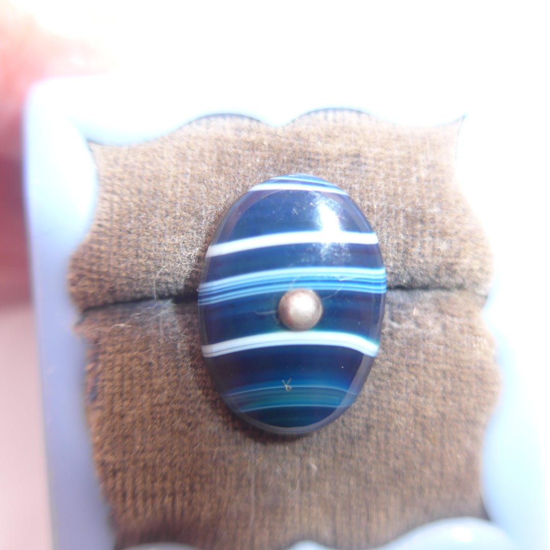 Vintage Blue Banded Agate Stone Button - Etsy