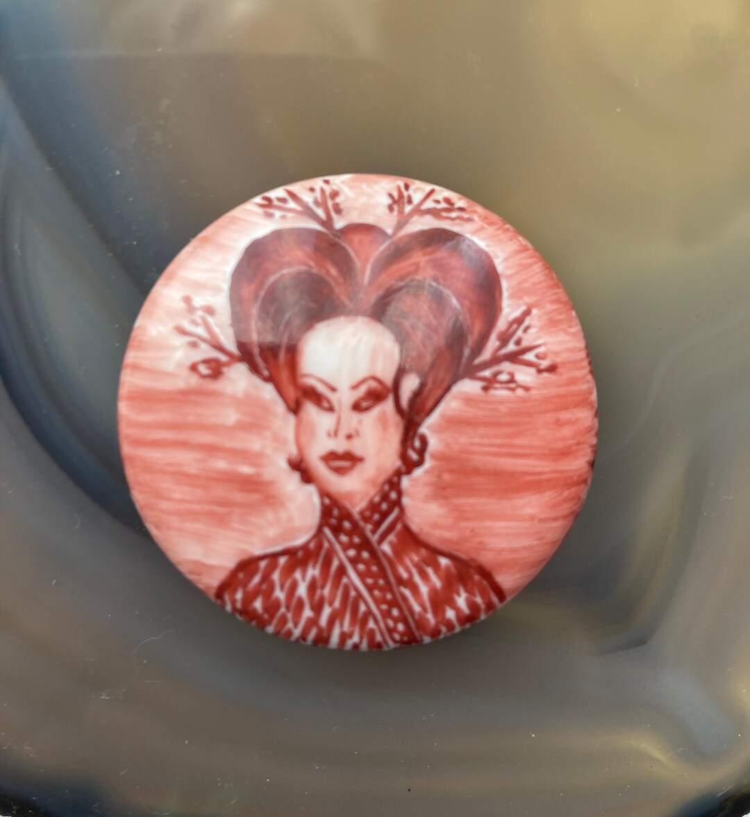 Vintage Hand Painted Portrait Glazed Ceramic Button Signed UM Button - Etsy