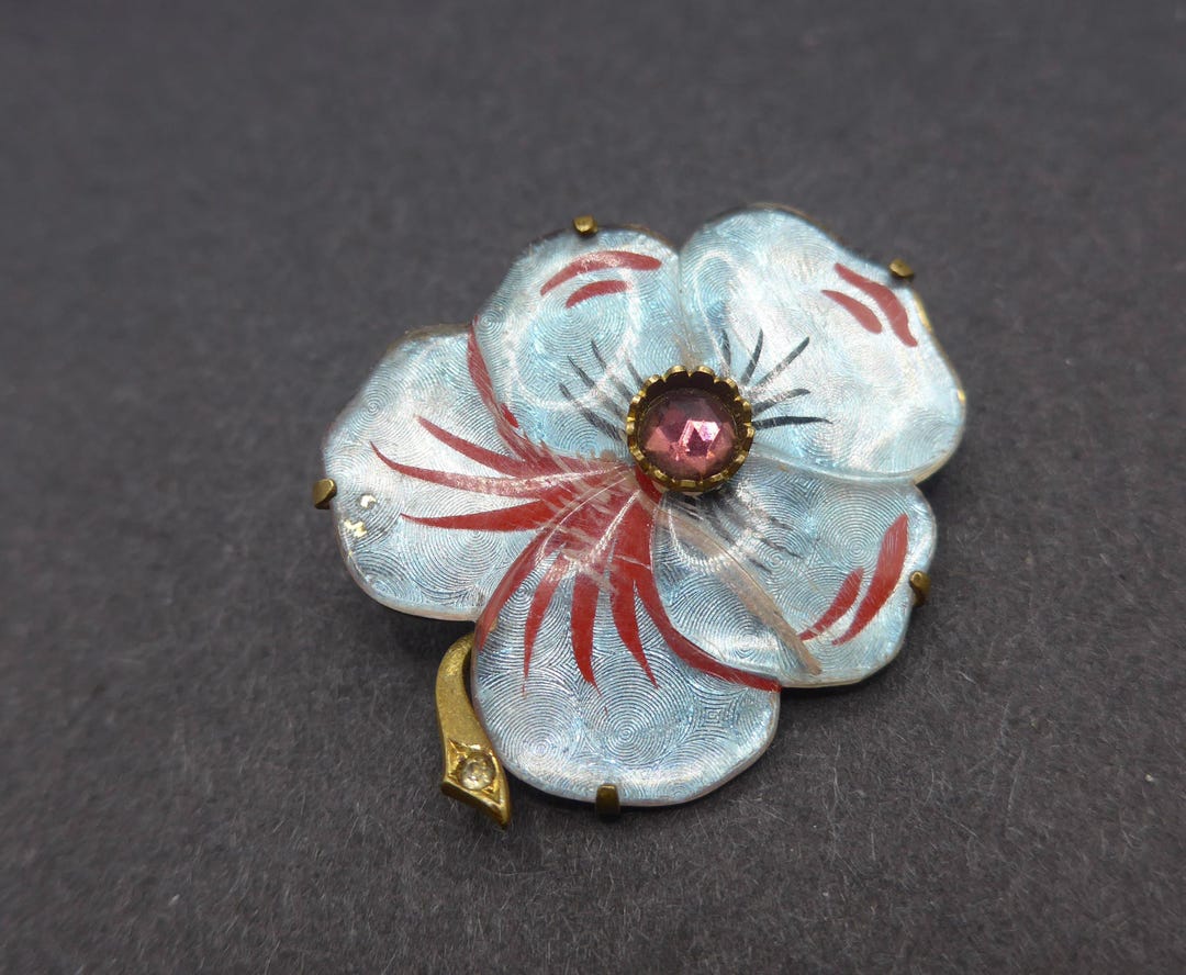 Vintage Pansy Flower Brooch Pin - Iridescent Blue Pansy - Etsy