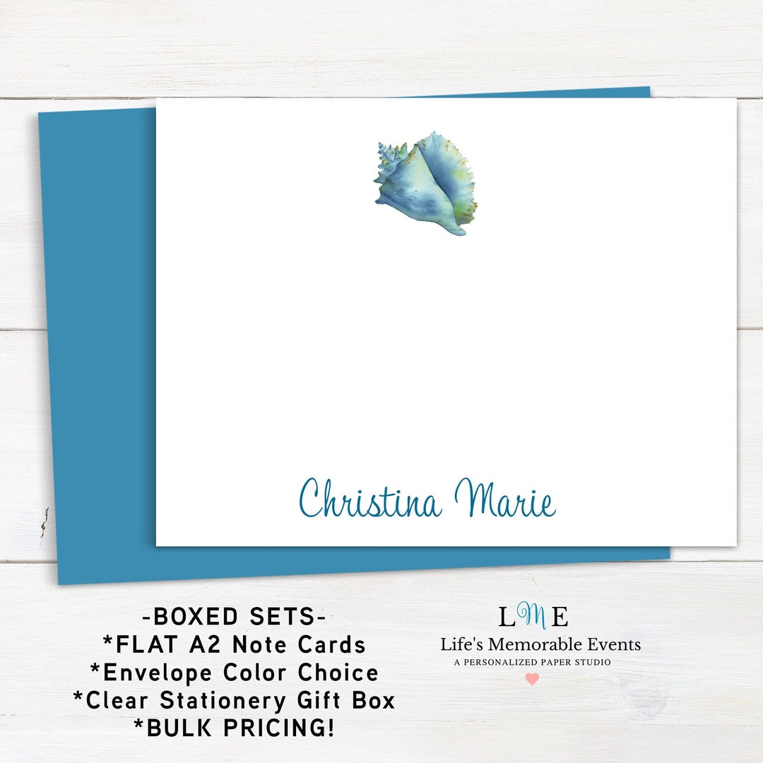 Coastal Stationery Cards, Conch Shell Note Cards, Bridal Proposal Box ...