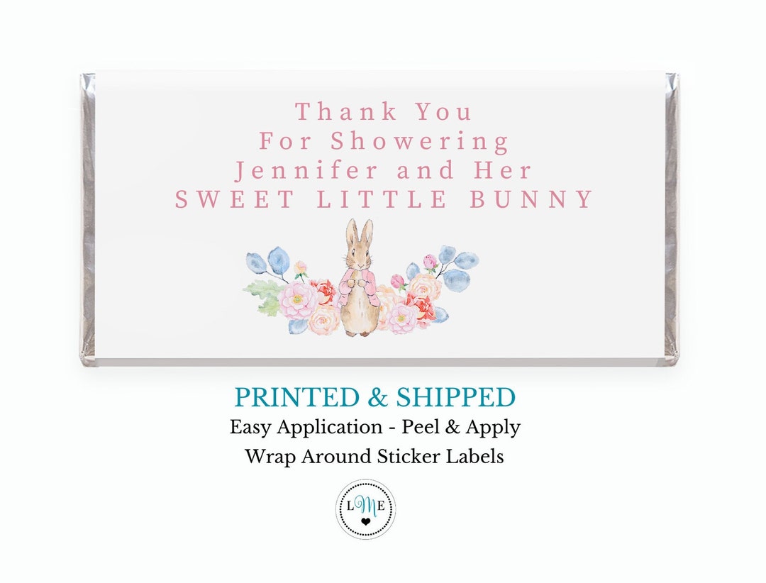 10 Full Size Chocolate Candy Bar Sticker Labels for Bunny Baby Shower ...