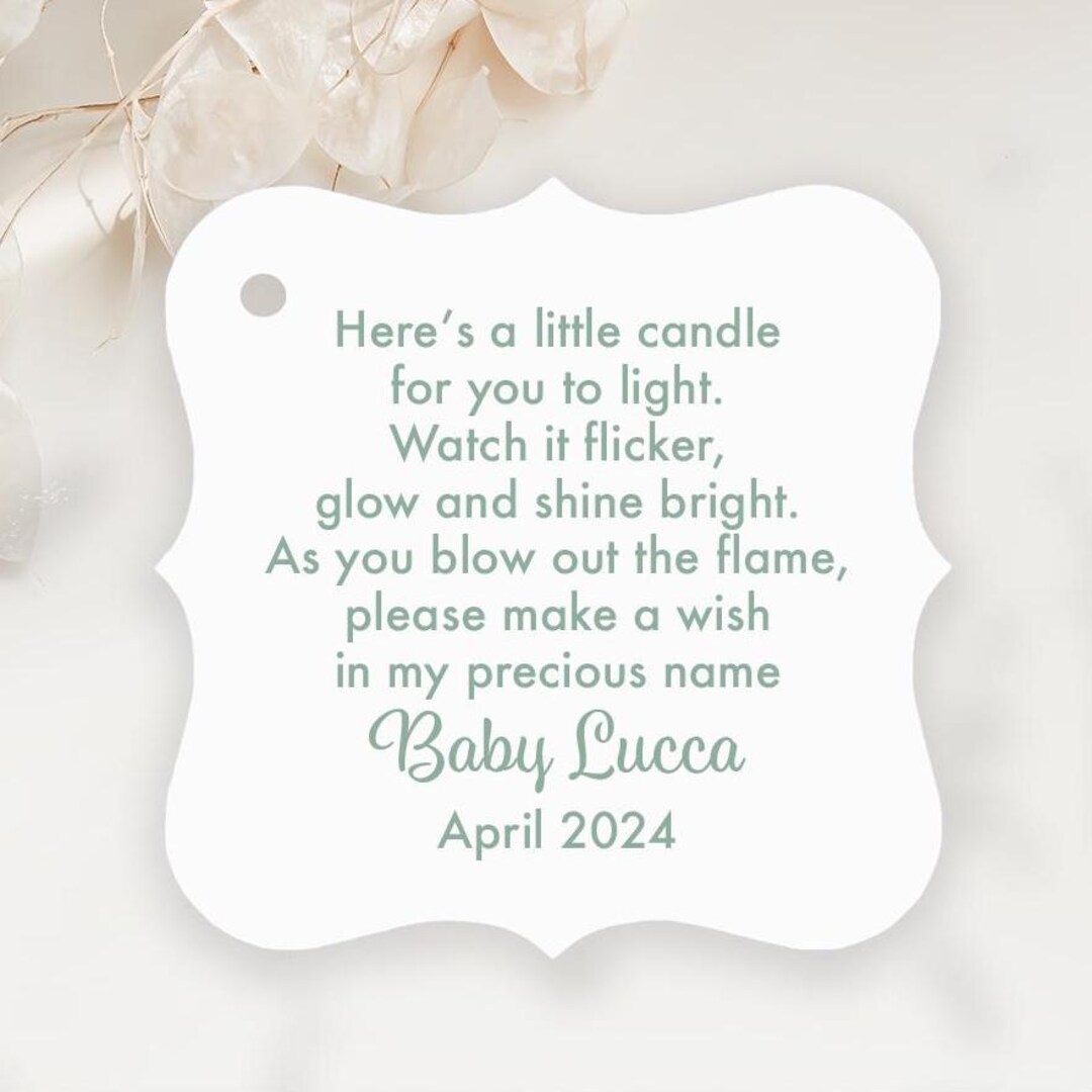 Tea Light Candle Baby Shower Favor Tags, Gender Neutral Baby Shower ...