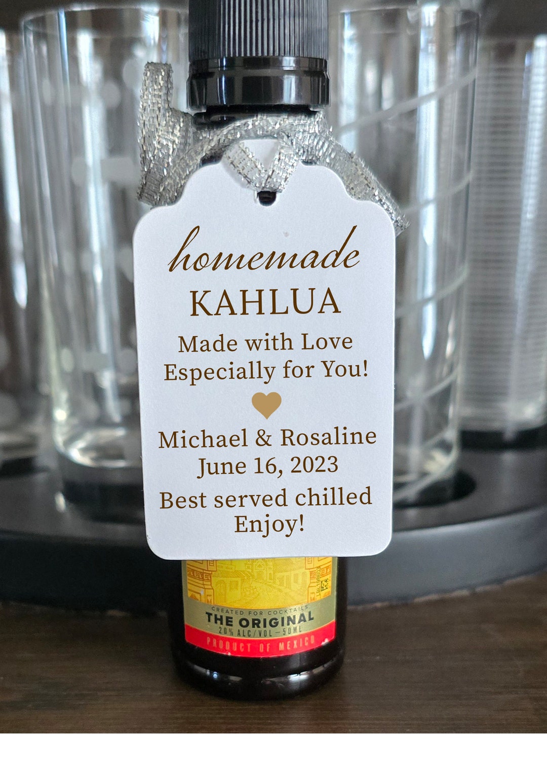Homemade Kahlua Mini Liquor Bottle Tags Homemade Kalhua Wedding Thank ...