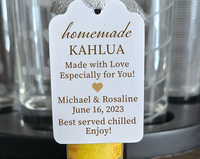 Homemade Kahlua Mini Liquor Bottle Tags Homemade Kalhua Wedding Thank ...