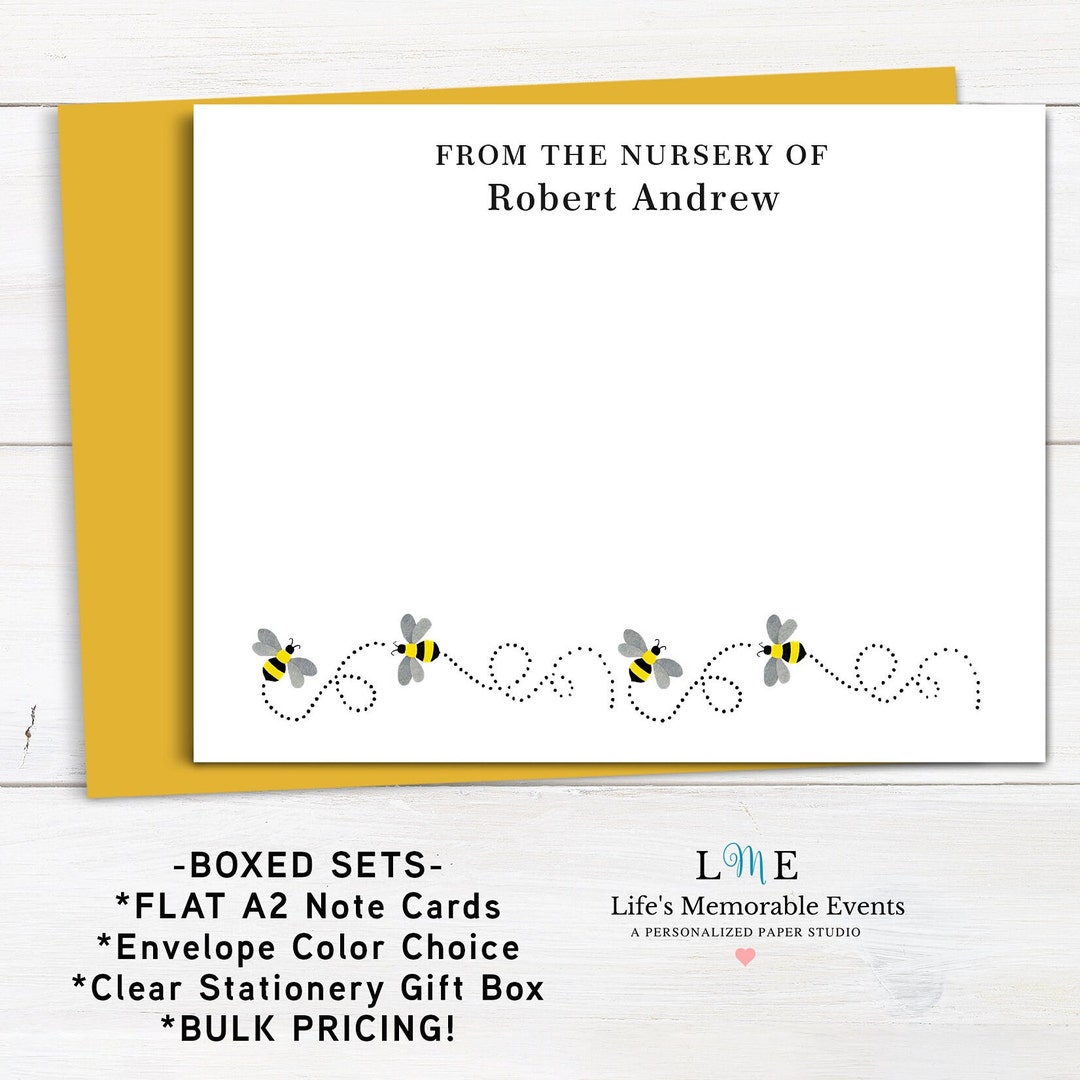 Cute Bee Thank You Cards, From the Nursery of Baby, Honey Bee Shower ...