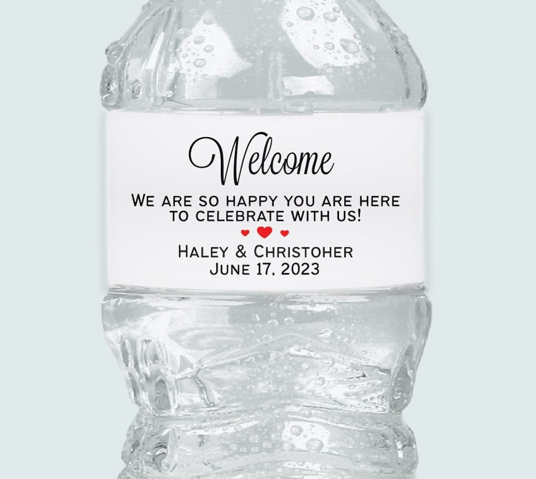 Welcome Water Bottle Labels, Hotel Wedding Guest Thank You Labels ...