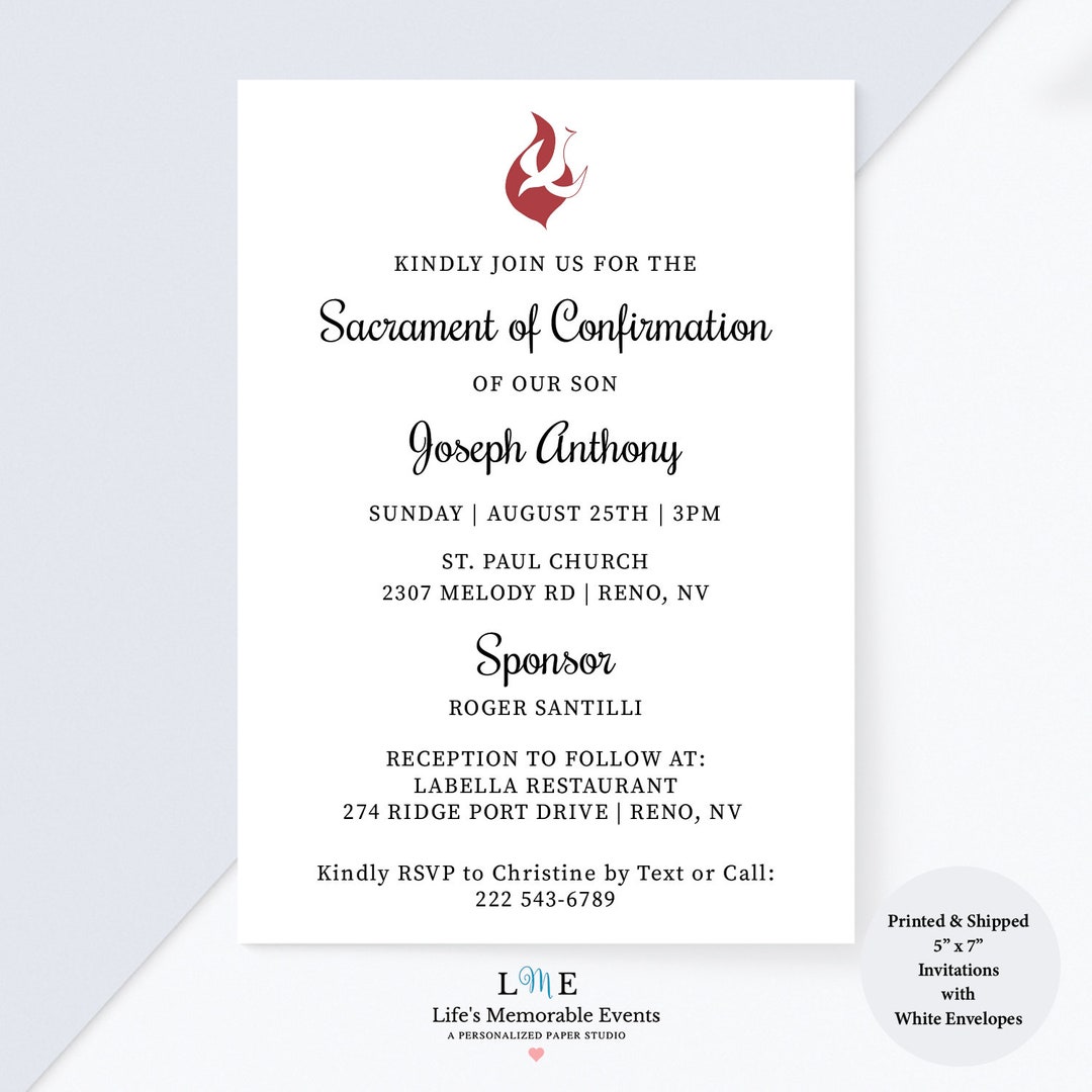 Sacrament of Confirmation Invitations, Minimalist Confirmation Invites ...