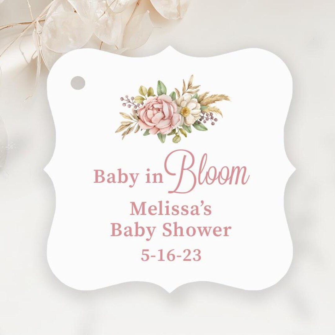 Baby in Bloom Tags, Garden-themed Baby Shower Tags, Personalized Floral ...