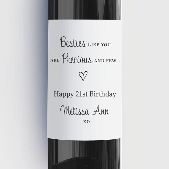 Best Friend Birthday Wine Bottle Label, Besties Birthday Gift Idea ...