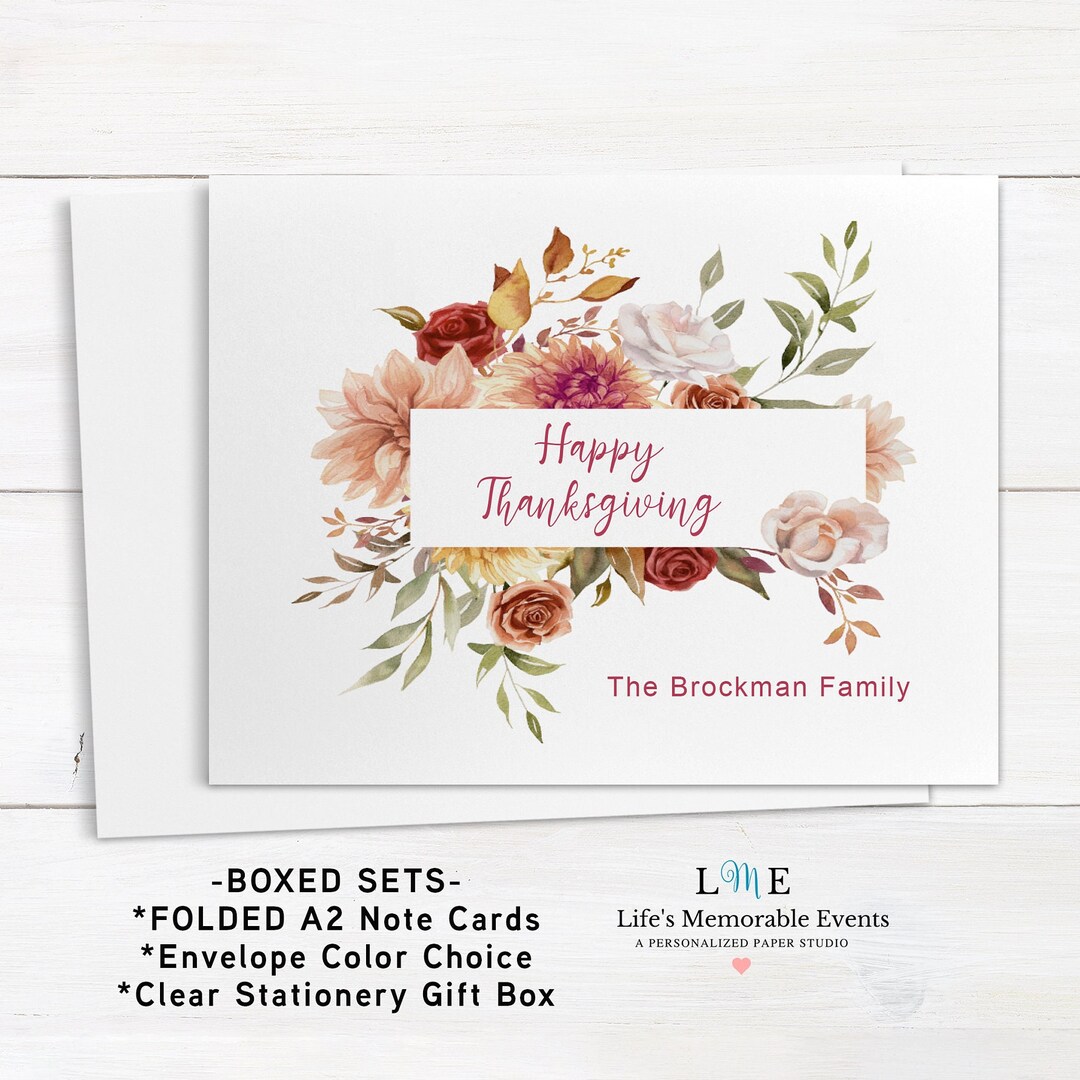 Happy Thanksgiving Cards, Watercolor Personalized Thanksgiving Note ...