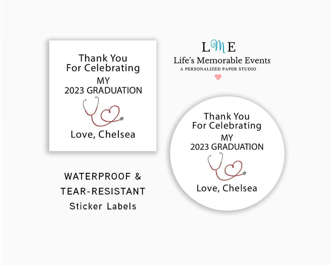 Nurse Medical Student Graduation Favor Stickers, M.A. Grad Stethoscope ...