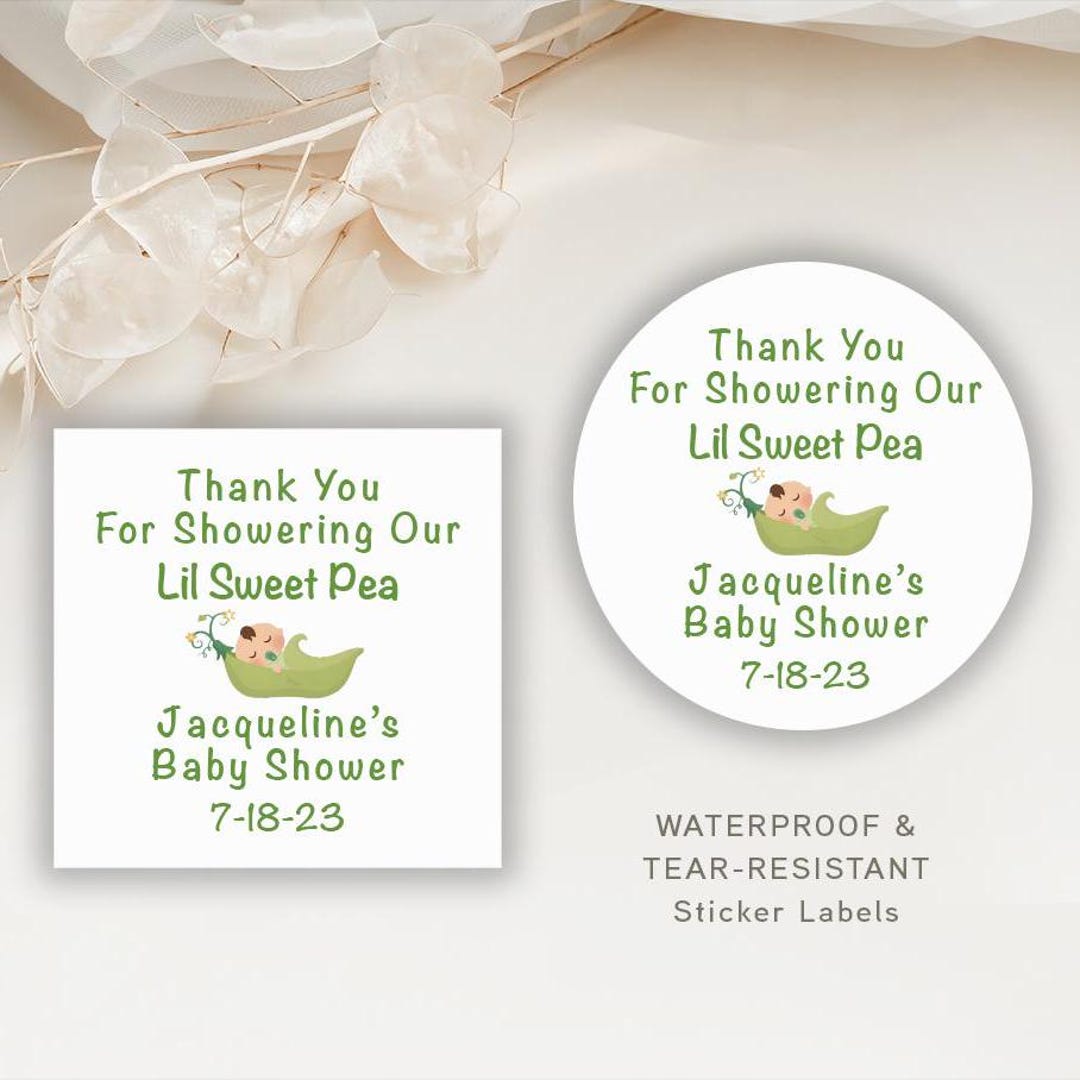 Adorable Sweet Pea Baby Shower Stickers, Candy Kisses From Our Little ...