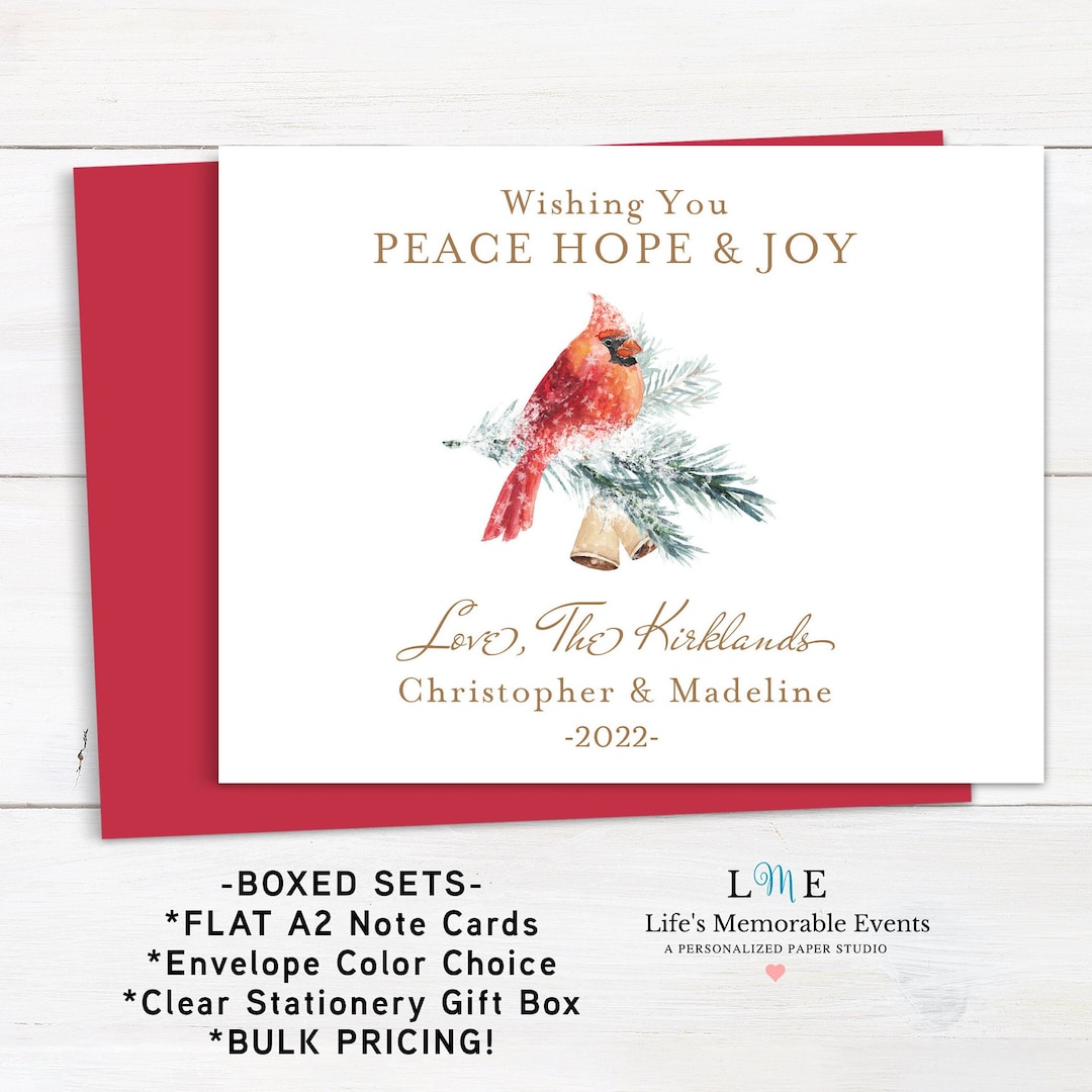 Red Cardinal Holiday Cards, Personalized Christmas Cards, Peace Hope ...