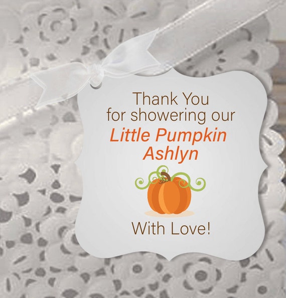Pumpkin Baby Shower Favor Tags, Autumn Thank You for Showering Our ...