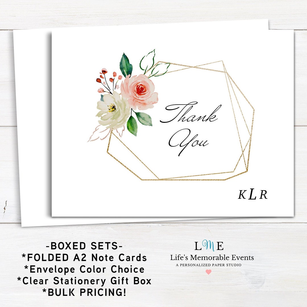 Floral Monogram Thank You Cards, Wedding Vendor Cards, Thank You Cards ...