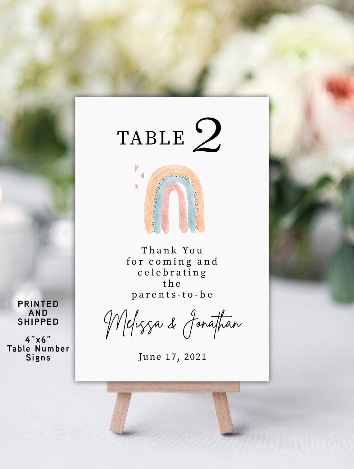 Boho Rainbow Baby Shower Table Number Signs Gender Neutral | Etsy