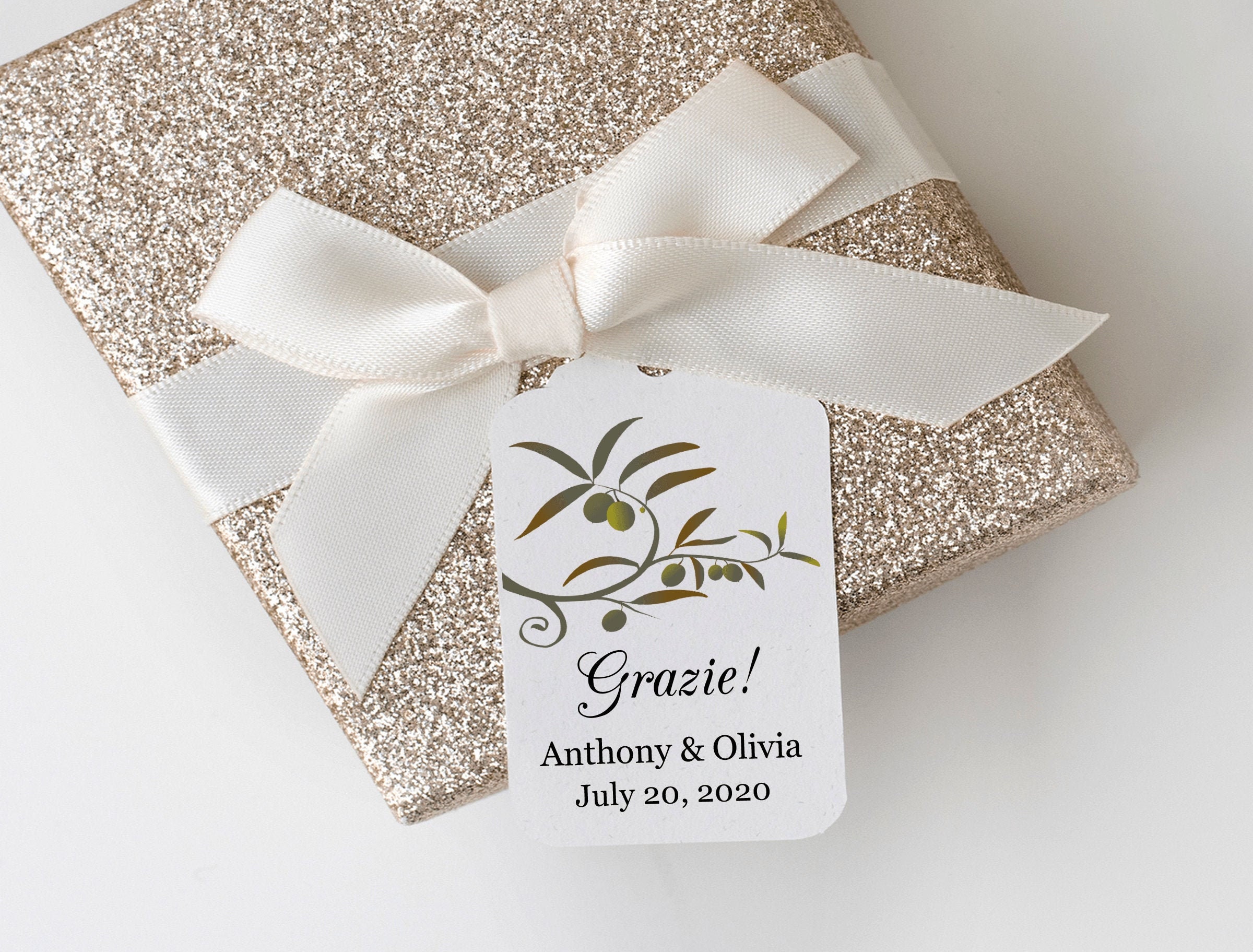 Grazie Italian Wedding Favor Tags Olive Oil Bottle Favor | Etsy