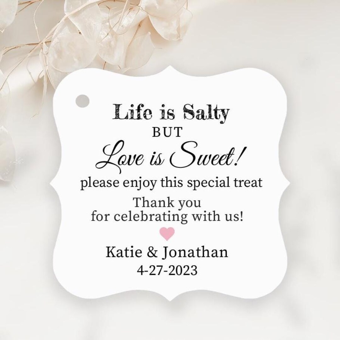 Life is Salty Love is Sweet Tags, Wedding Popcorn Favor Tags, Honey ...