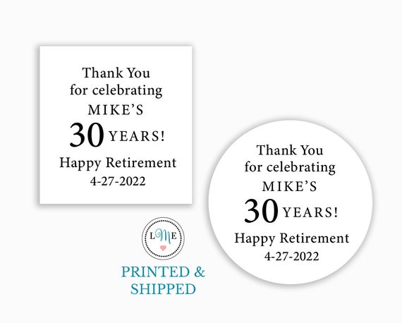 Happy Retirement Sticker Labels, Retirement Party Favor Stickers ...