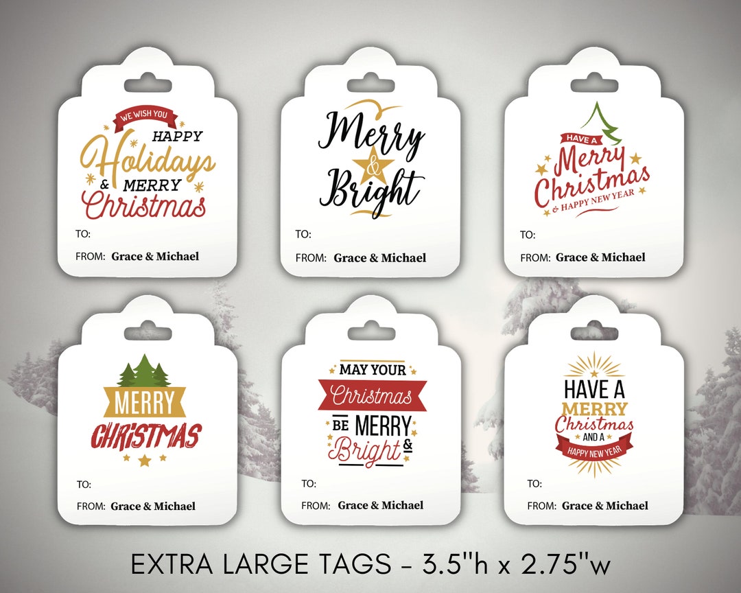 Variety Holiday to and From Gift Tags, X-LARGE Merry Christmas Tags ...