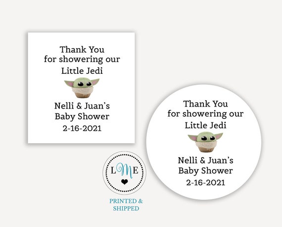 Baby Yoda Sticker Labels Star Wars Baby Shower Little Jedi - Etsy