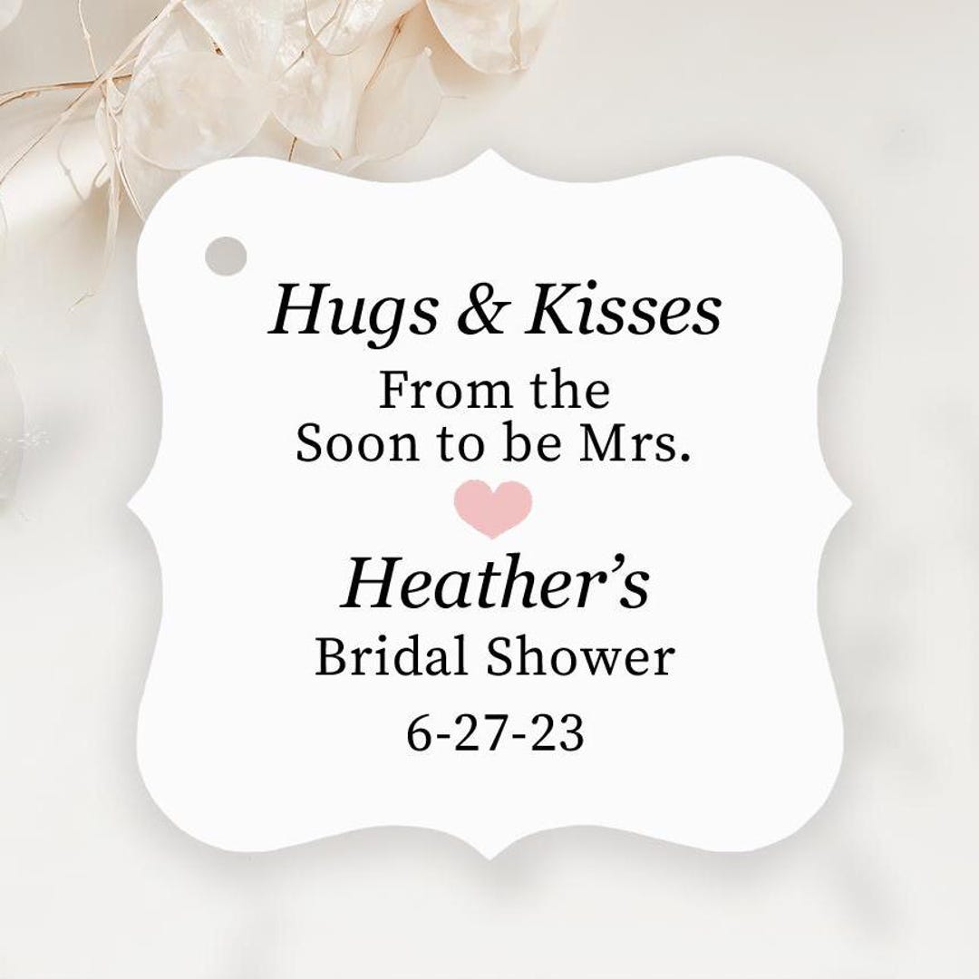 Hugs and Kisses Bridal Shower Tags, Chocolate Hershey Kisses Bridal ...