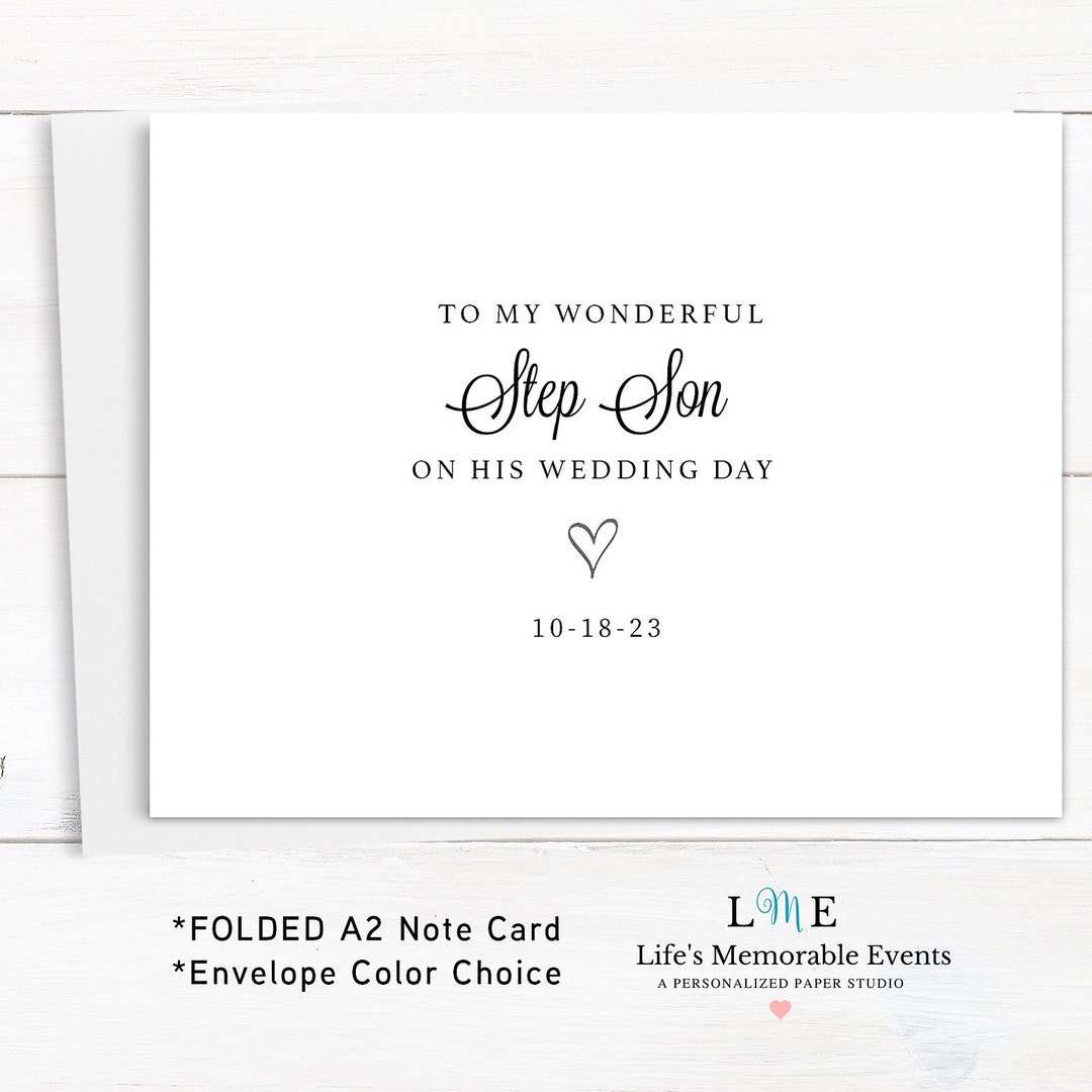 To My Step-son on His Wedding Day, Step-son Wedding Day Card, Folded A2 ...