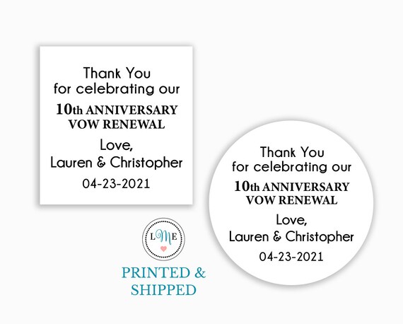 Vow Renewal Sticker Labels, Wedding Anniversary Party Favor Stickers ...