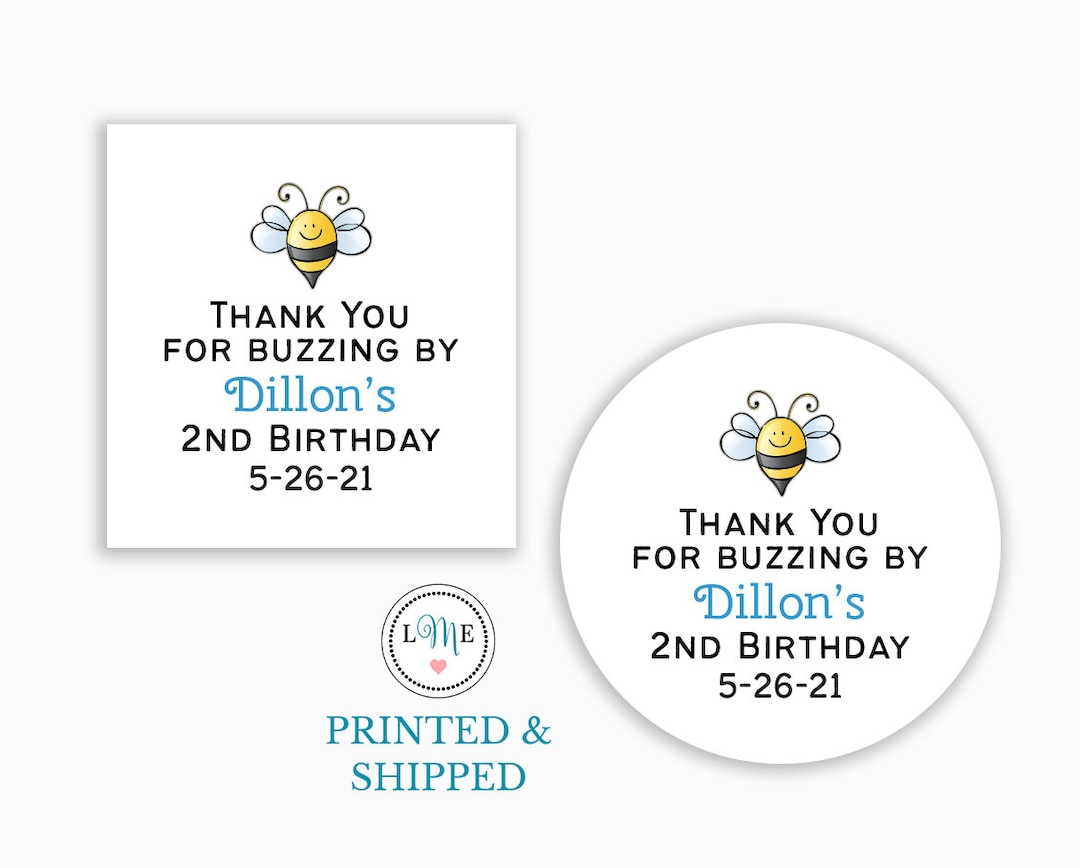 Bumble Bee Birthday Stickers Thank You for Buzzing by Labels - Etsy