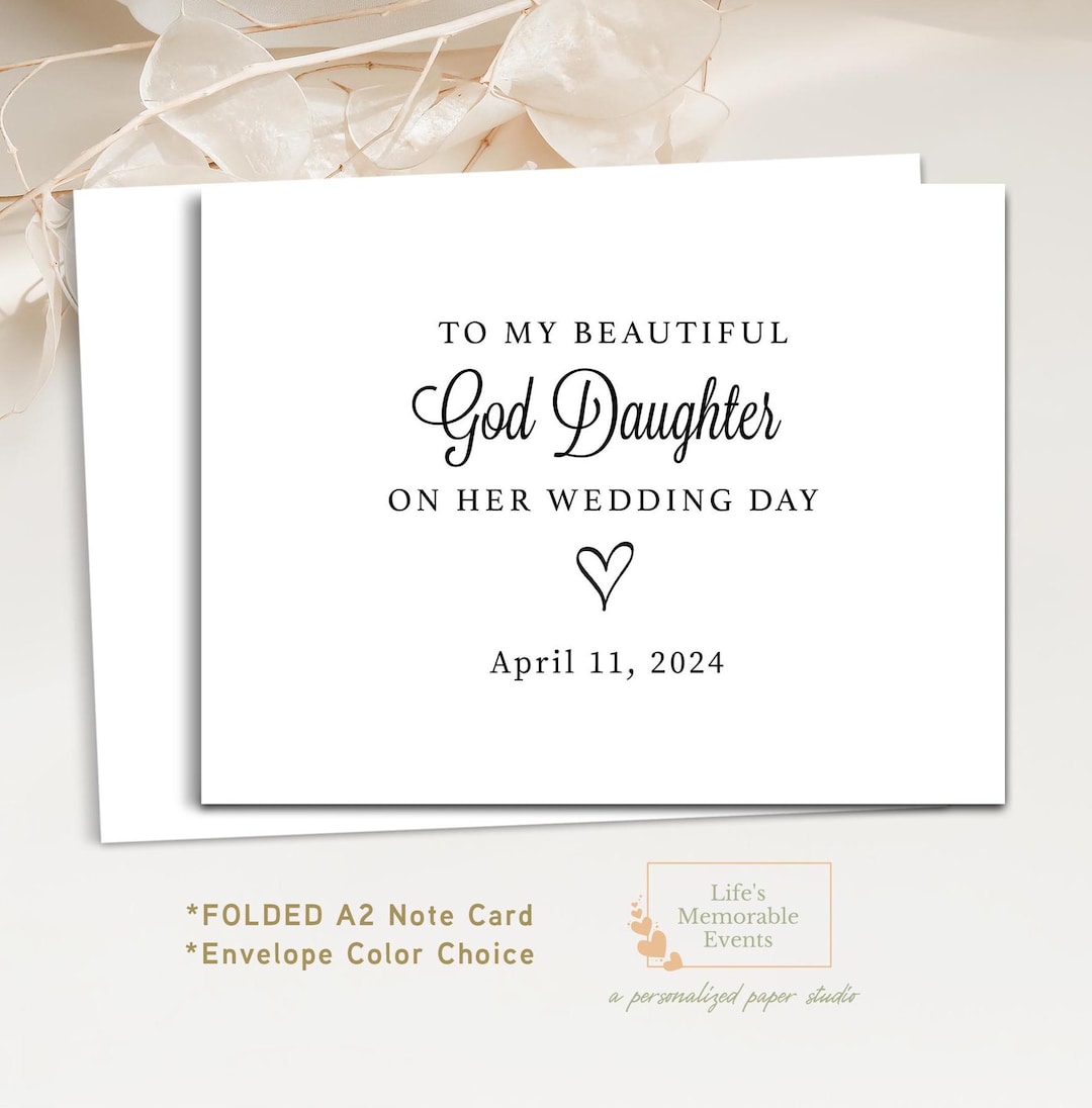 To My Goddaughter on Her Wedding Day, Godparent to Goddaughter Wedding ...