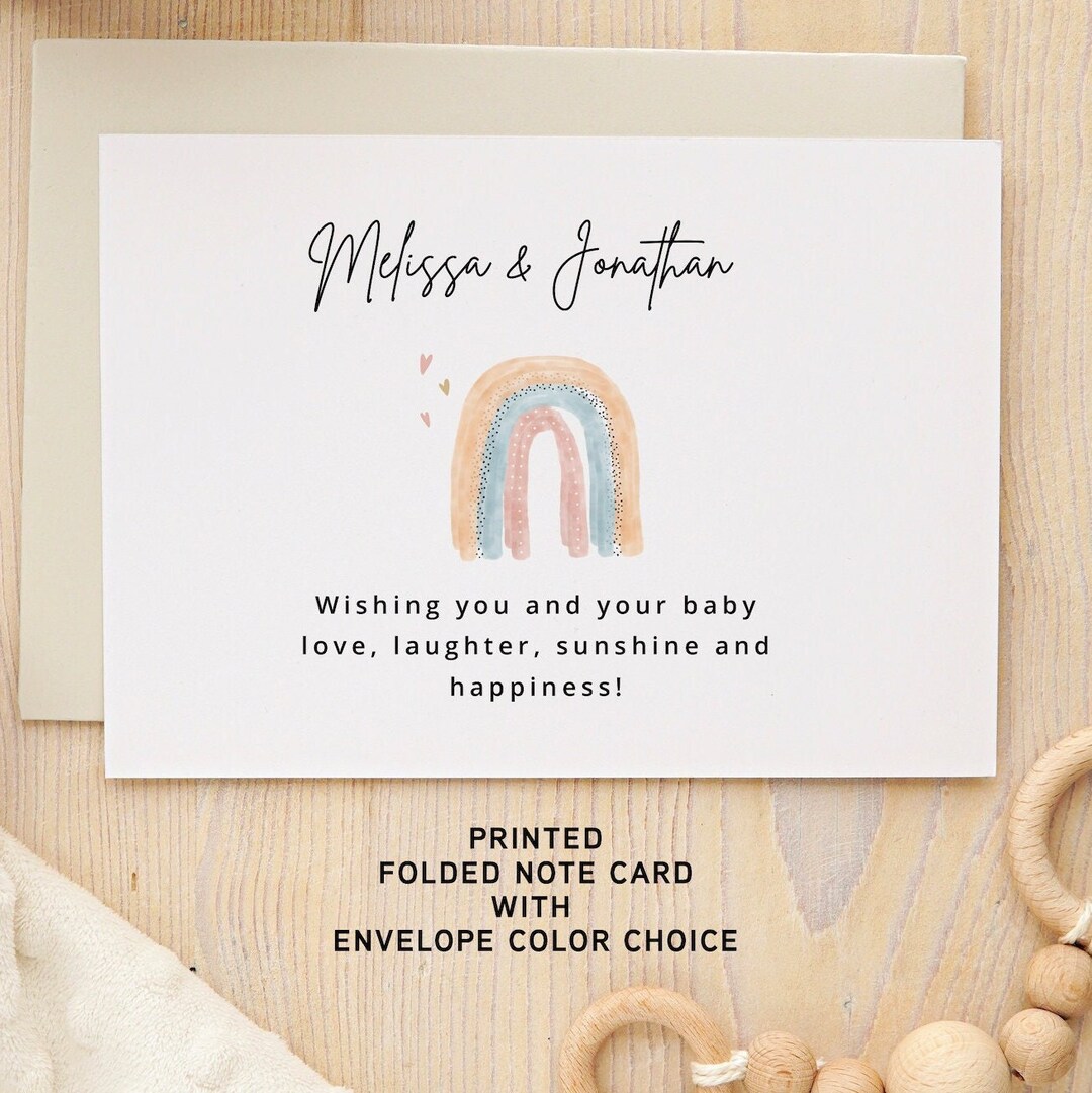 Boho Rainbow Baby Card, Shower Card for Parents to Be, Rainbow ...