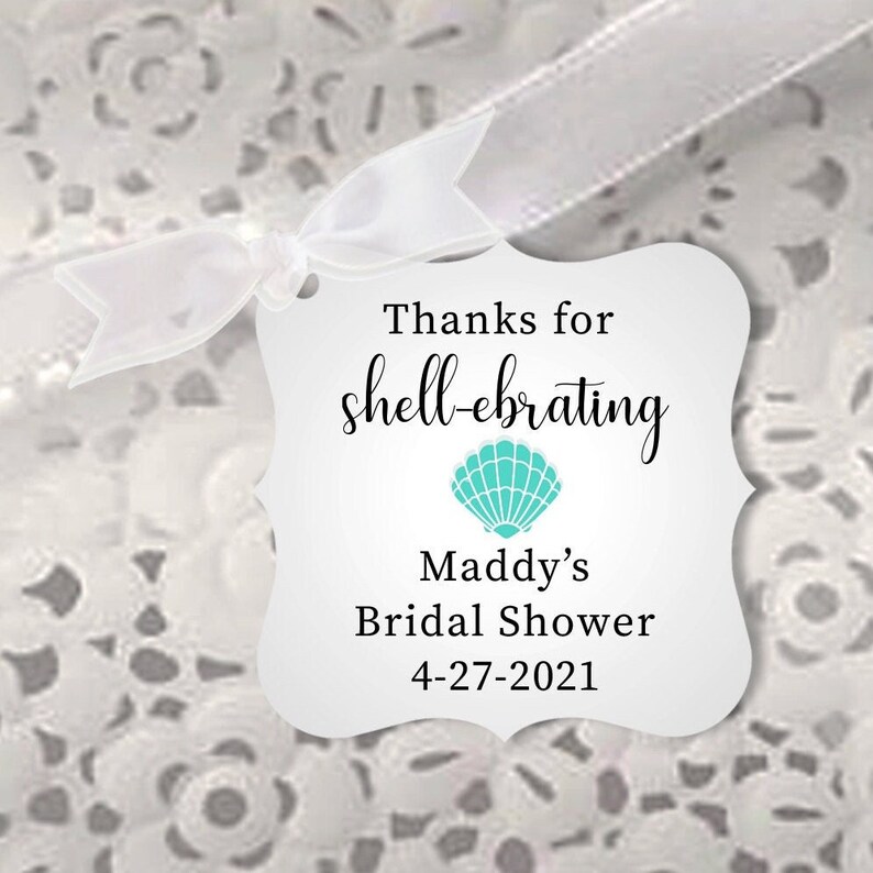 Sea Shell Bridal Shower Favor Tags Thank You for - Etsy