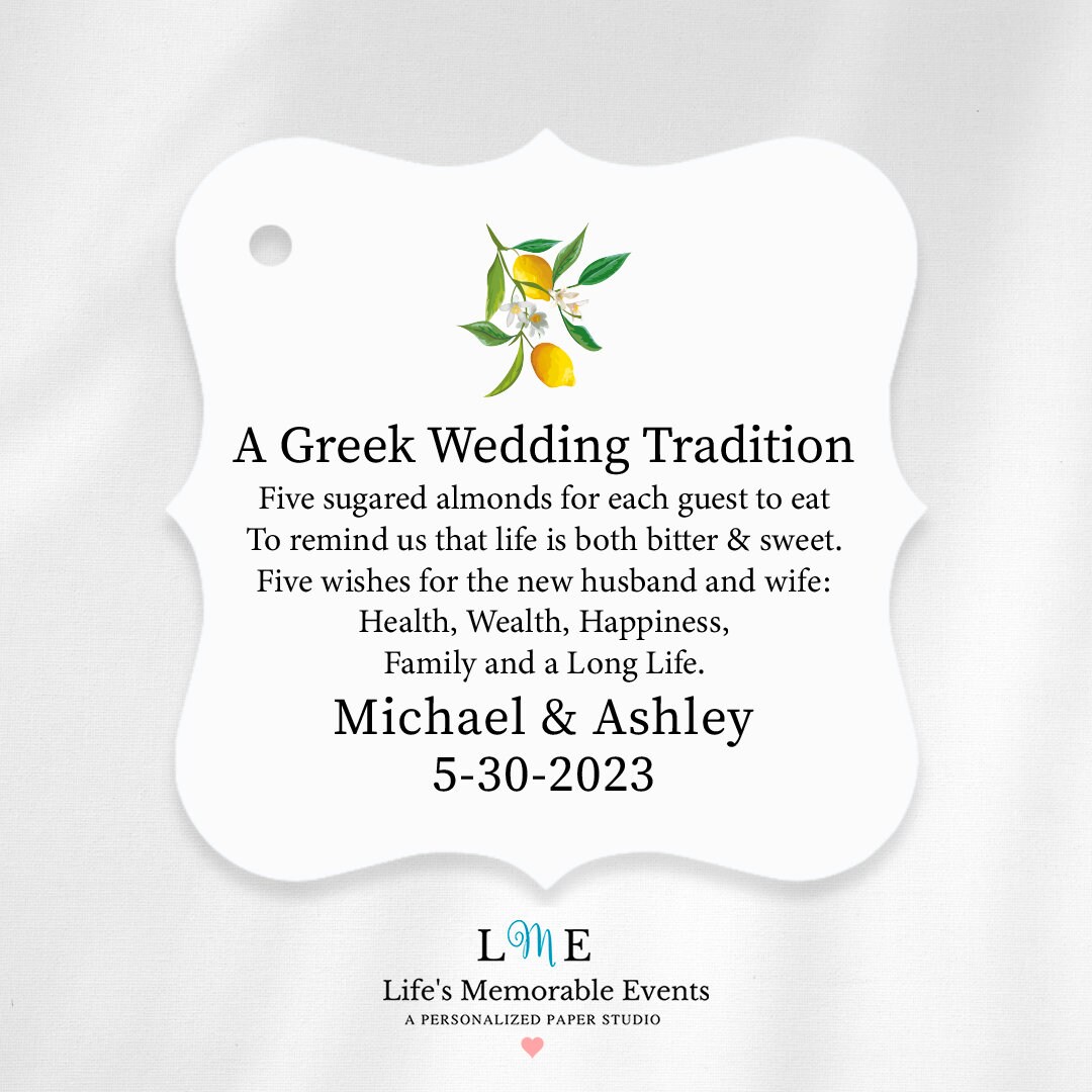 A Greek Wedding Tradition Favor Tags, Lemon Branch Greek Wedding ...