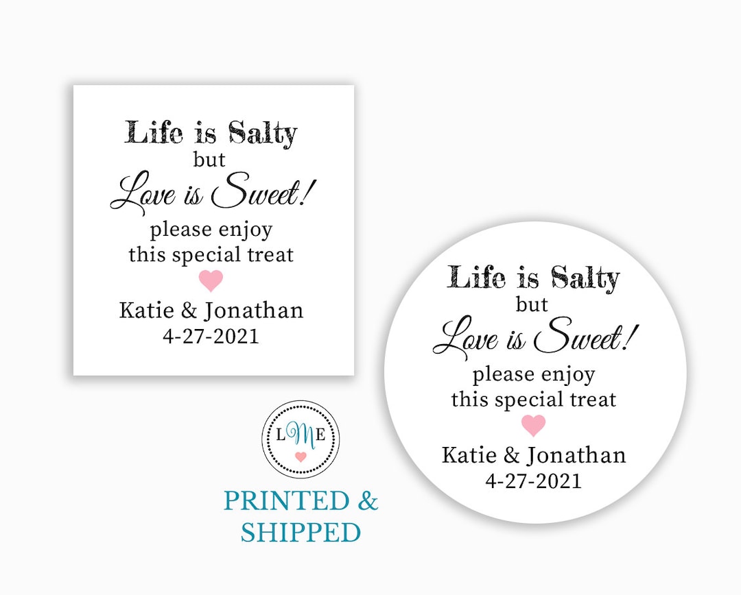 Life is Salty but Love is Sweet Wedding Popcorn Stickers - Etsy
